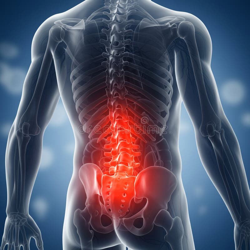 Human Anatomy: Lower Back Pain Visualization Stock Illustration ...