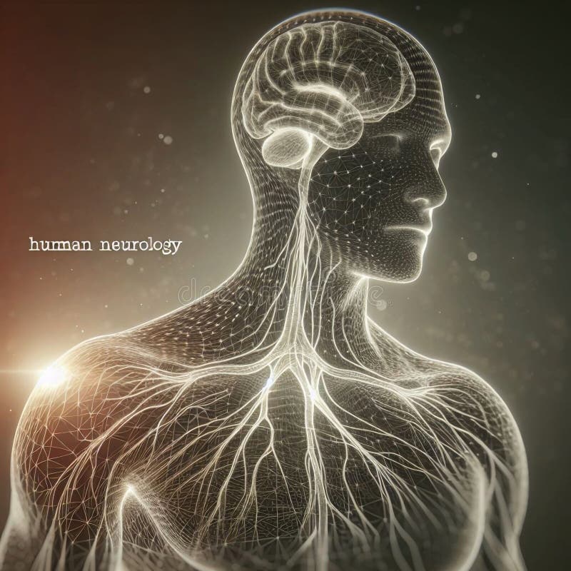A 3D Rendering of a Human Body with a Glowing Nervous System ...