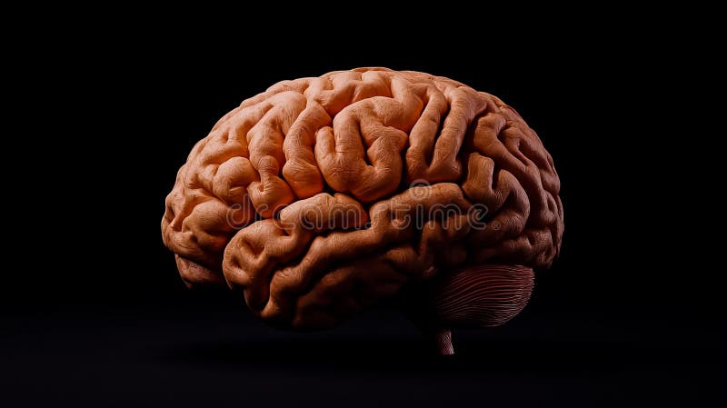 3D Rendering of a Human Brain on a Black Background Stock Illustration ...