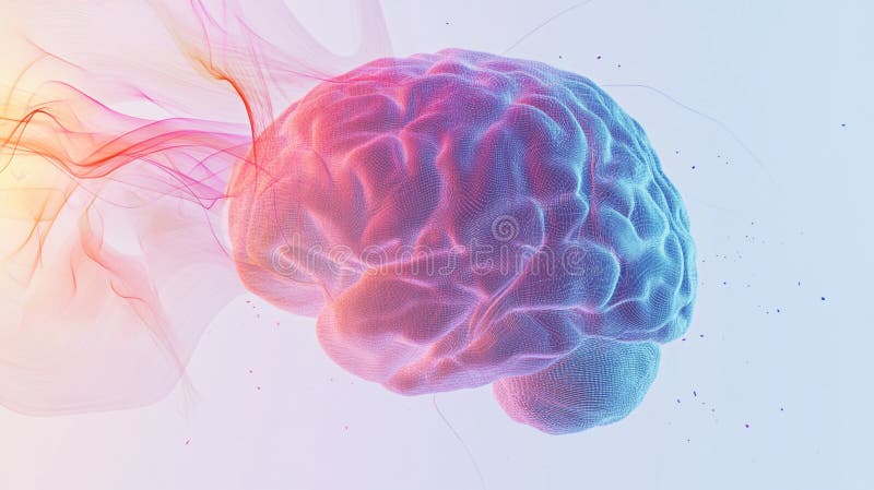 Abstract Brain with Colorful Smoke and Lines Stock Illustration ...