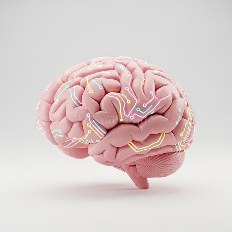 Human Brain with Circuit Board Overlay: Concept of Artificial ...