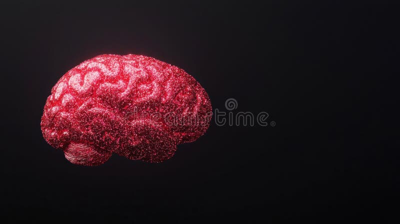 A 3D Rendering of a Human Brain in Red, with a Glowing Aura. Stock ...