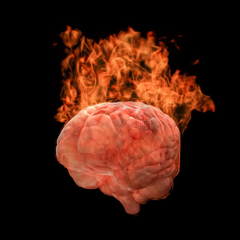 3D Rendering of a Human Brain`s Burning on Fire with Hot Flame Stock ...