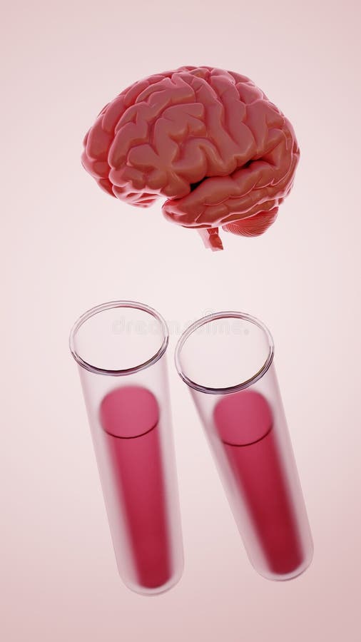 3d Rendering of a Human Brain and Test Tube Stock Image - Image of ...
