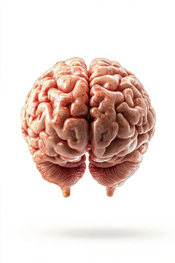 A 3D Rendering of a Human Brain on a White Background Stock ...