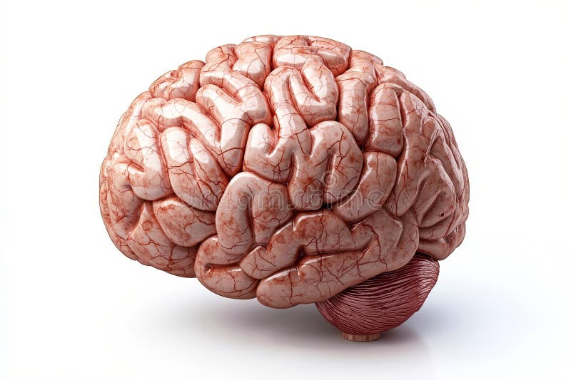 A 3D Rendering of a Human Brain on a White Background Stock ...