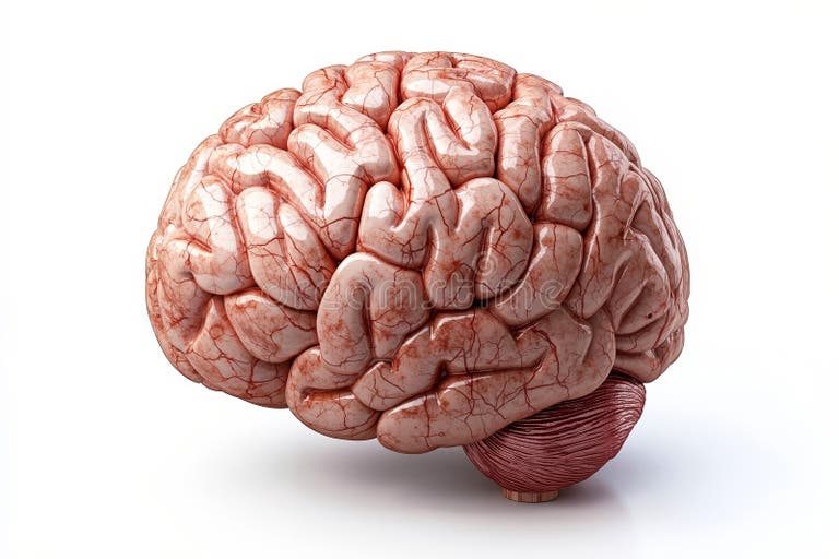 A 3D Rendering of a Human Brain on a White Background Stock ...