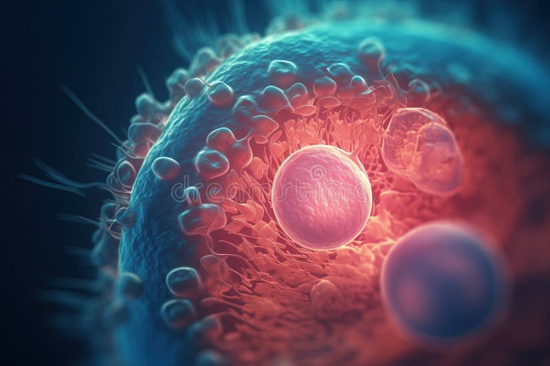 3d Rendering of Human Cell or Embryonic Stem Cell Microscope Background ...