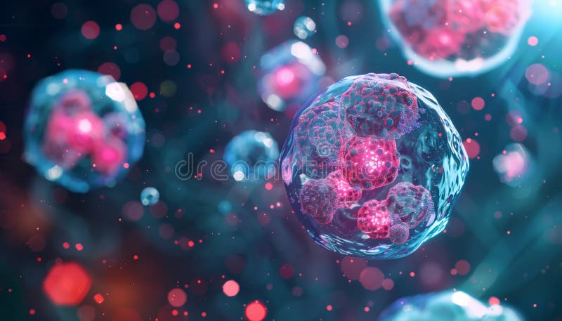 3d Rendering of Human Cell or Embryonic Stem Cell Microscope Background ...