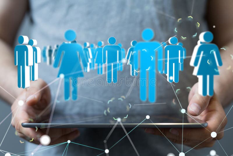 3D Rendering of Human Communication Icons Floating Above a Tablet Stock ...