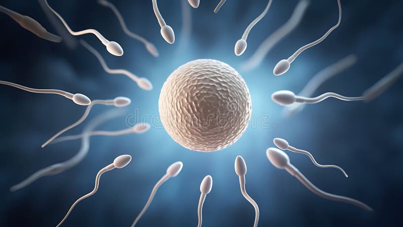 A 3D Rendering of a Human Egg Cell and Sperm. Human Fertilization ...