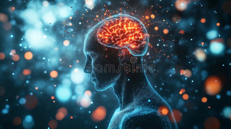 3d Rendering of Human Figure Highlighting Brain Center Impacted by ...