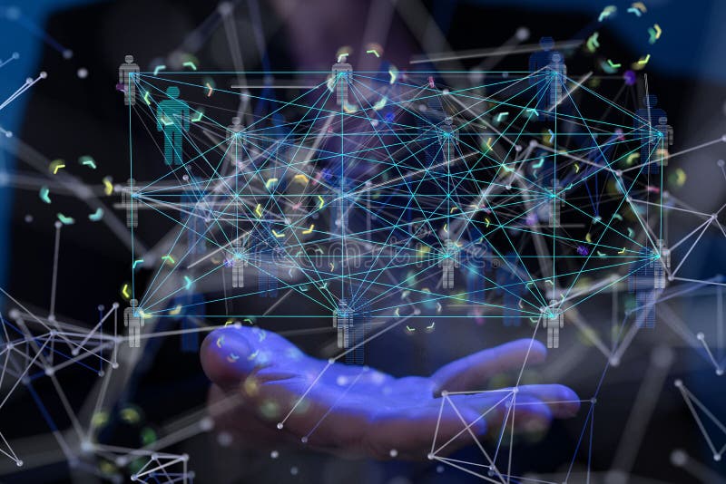 3D Rendering of Human Figures Showing Connection and Network Floating ...