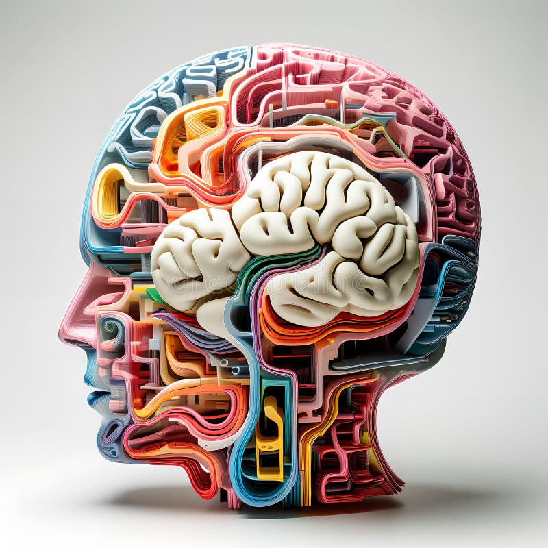 Human Brain Anatomy in Surreal Style. Vector Illustration Stock ...