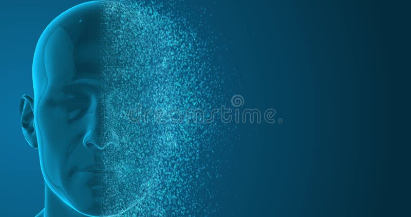 Artificial Intelligence Human Head Binary Digits Dissolved Stock Footage - Video of dispersion ...