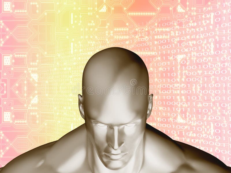 3D Rendering Of Human Head And Futuristic Elements Circuit Stock ...