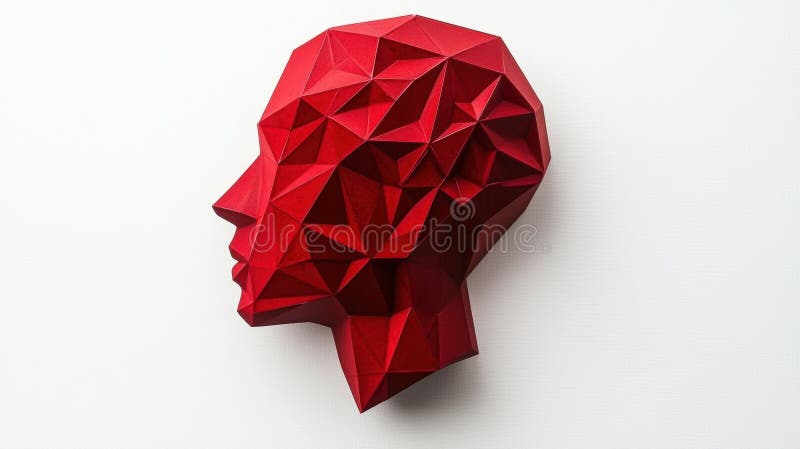 A 3D Rendering of a Human Head in Profile, with a Red Color and ...
