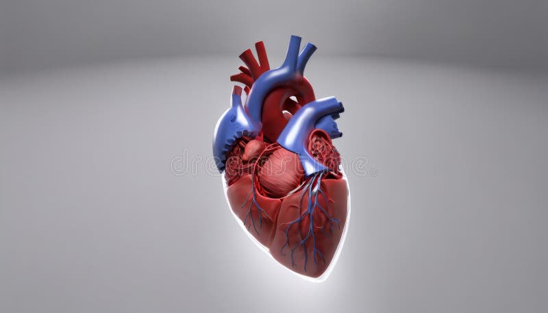 3D Rendering of a Human Heart with Detailed Vascular System Stock ...