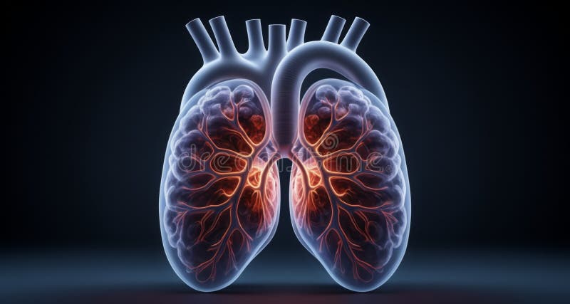 3D Rendering of a Human Heart with Visible Blood Flow Stock ...