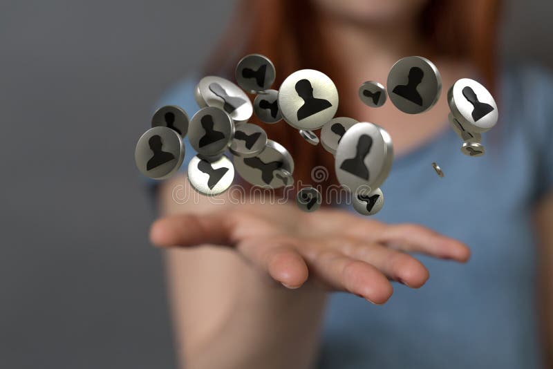 3D Rendering of Human Icons Floating on Hand- Digital Work Conference ...