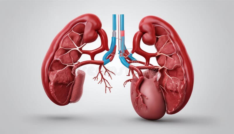 3D Rendering of a Human Kidney with a Clear View of Its Structure and ...