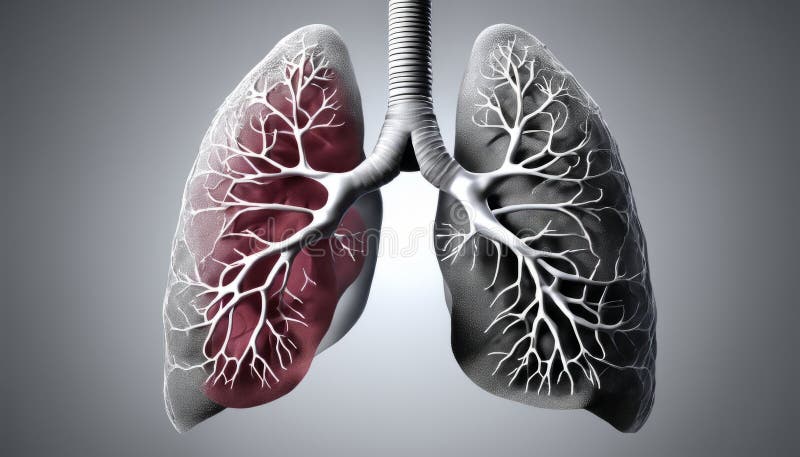 3D Rendering of Human Lungs with Bronchial Tree and Trachea Stock ...