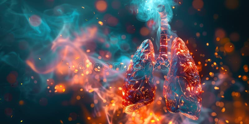 Lungs in Fire and Smoke. Created by Generative Artificial Intelligence ...