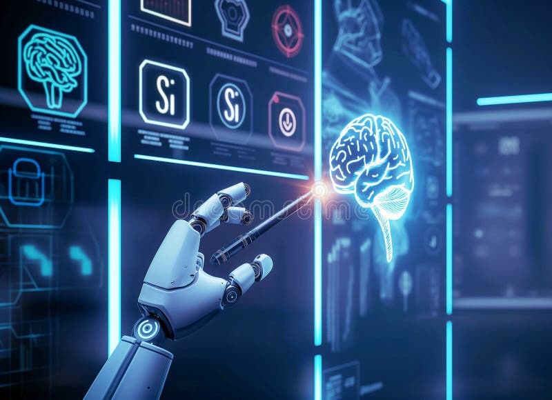 3D Rendering of a Humanoid Robot, AI Research Concept Stock Illustration - Illustration of ...