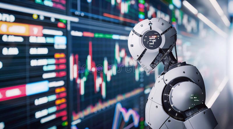 A Trading Robot Analyzing the Trading Charts, Symbolizing the Graph ...