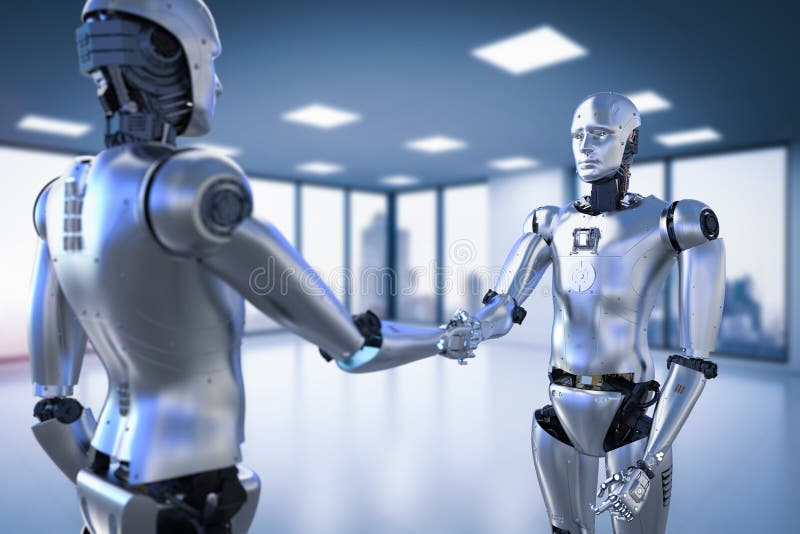 Robot hand shake stock illustration. Illustration of relationship ...