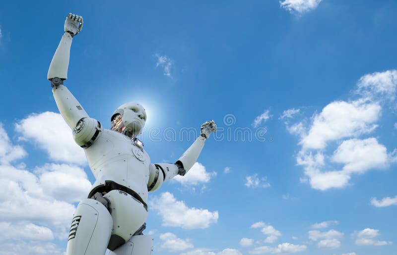 Robot Hands Typing on Keyboard, Keypad. Robotic Hand Cyborg Using ...