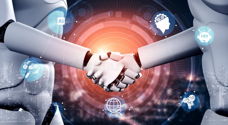 3D Rendering Humanoid Robot Handshake To Collaborate Future Technology ... 3D Rendering Humanoid Robot Handshake To Collaborate Future Technology ...