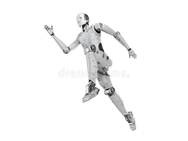 Robot jumping or running stock illustration. Illustration of cyborg ...