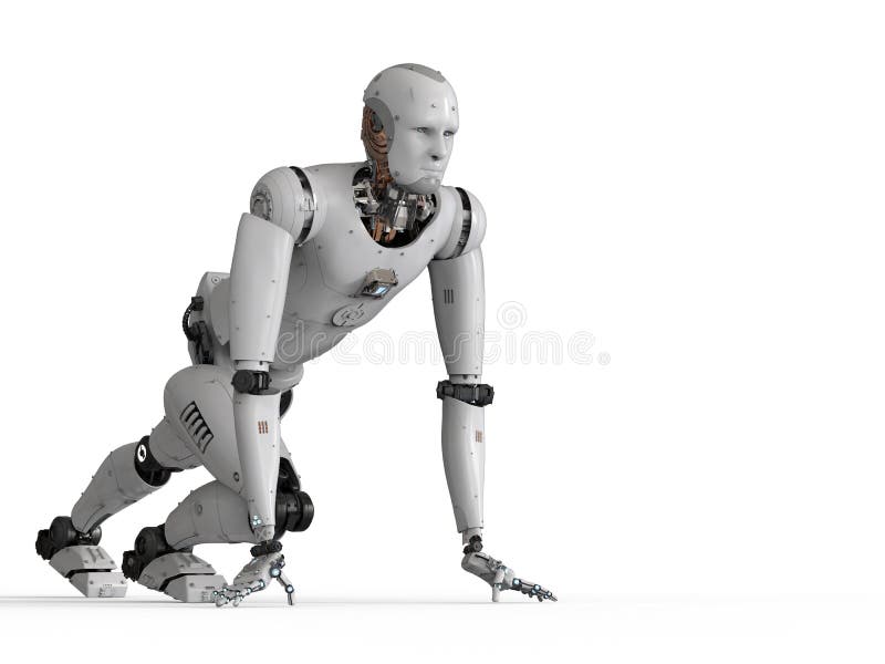 Humanoid robot running stock image. Image of active - 102456261