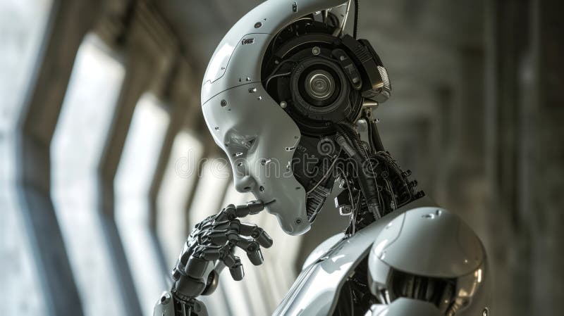 3d Rendering Humanoid Robot in a Science Fiction Scene with Copy Space ...