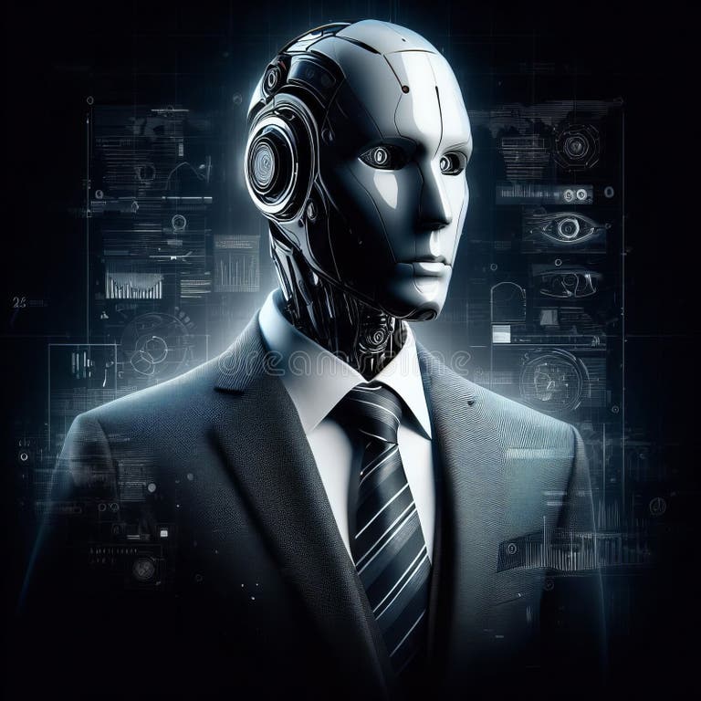 3d Rendering Humanoid Robot in Suit and Tie with Futuristic Technology ...