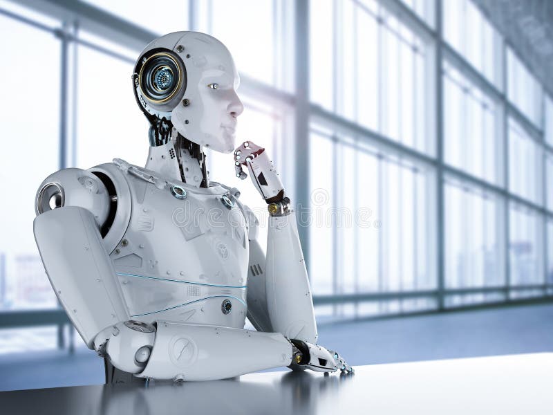 Ai robot thinking stock illustration. Illustration of side - 123552069