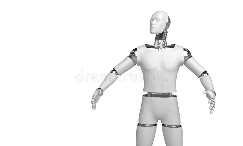 3d Rendering Humanoid Robot Thinking and Select Something Robot Point ...