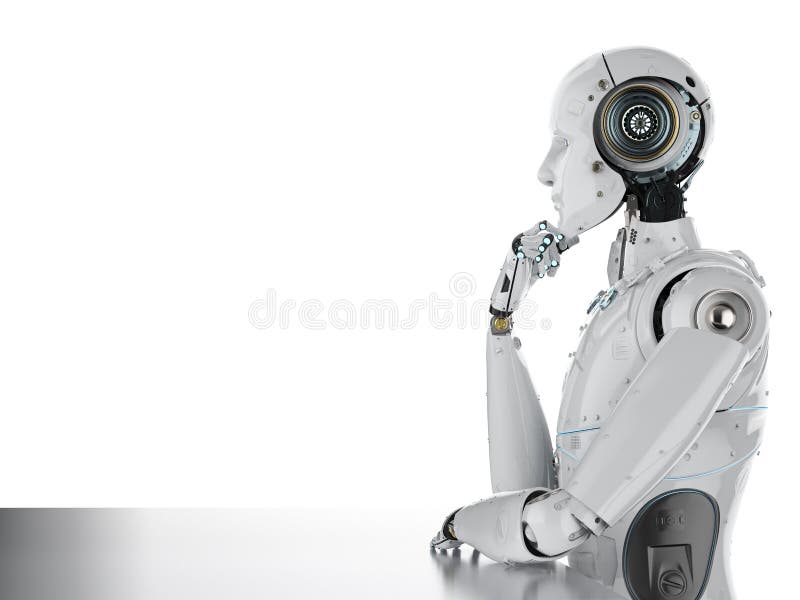 Humanoid robot thinking stock illustration. Illustration of humanoid ...