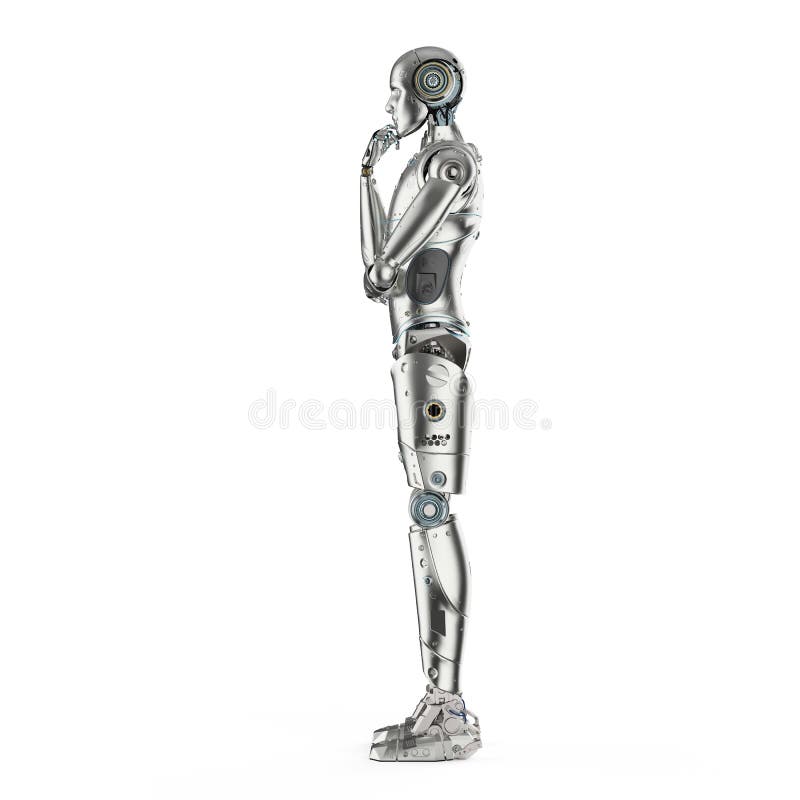 Humanoid robot thinking stock illustration. Illustration of full ...