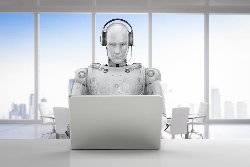 Robot call center stock illustration. Illustration of information ...