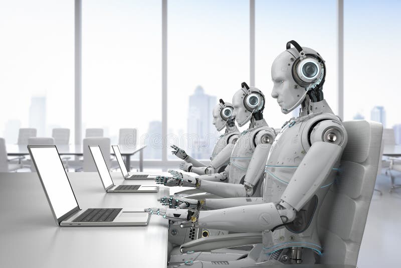 Robot call center stock illustration. Illustration of center - 113475381