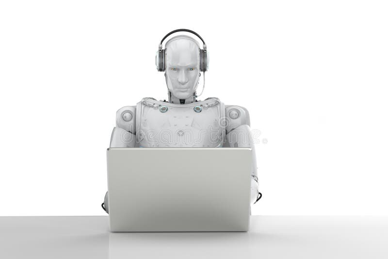 Robot call center stock illustration. Illustration of business - 114266435
