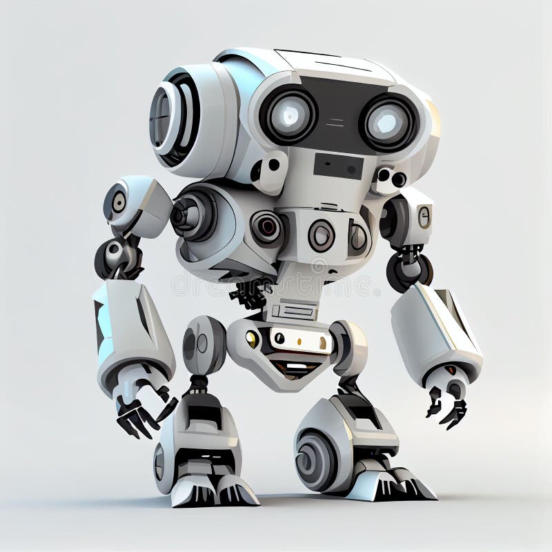 3D Rendering of a Hyper-realistic Illustration of a Cool White Robot on ...