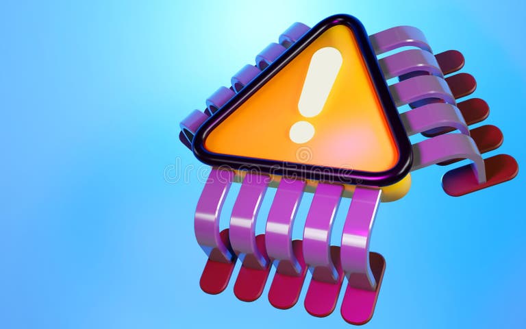 3D Rendering of IC Chip with an Exclamation Mark, Malware or Virus ...