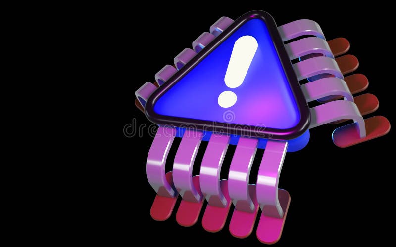 3D Rendering of IC Chip with an Exclamation Mark, Malware or Virus ...