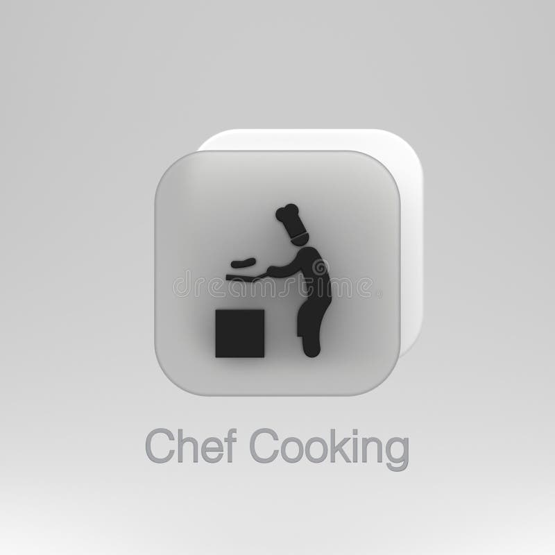 3d Rendering Icon or Symbol in the Form of a Chef Cooking Stickman ...