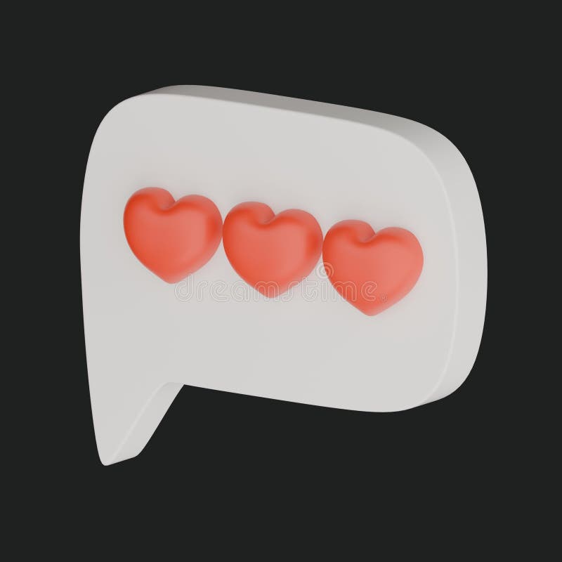 3D Rendering of Icons for Social Networks. Three Small Red Hearts on ...