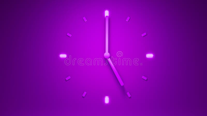 3D Rendering of an Illuminated Purple Clock Showing Five O Clock Stock ...