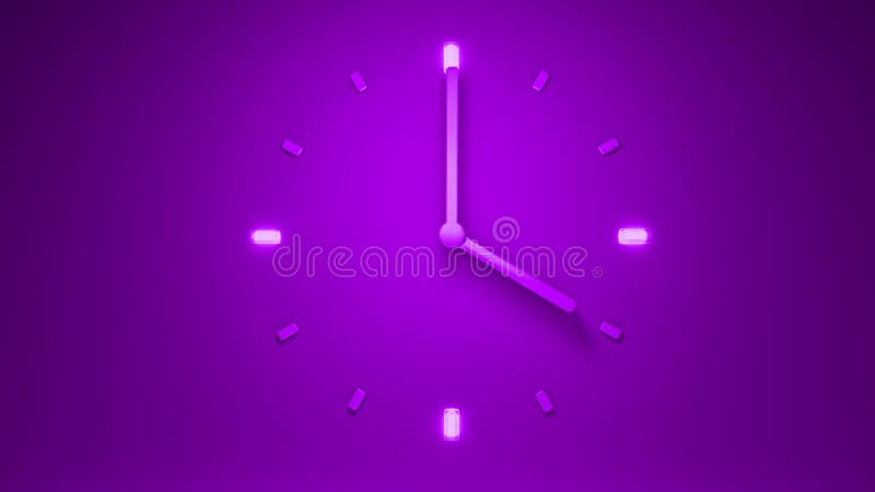 3D Rendering of an Illuminated Purple Clock Showing Four O Clock Stock ...